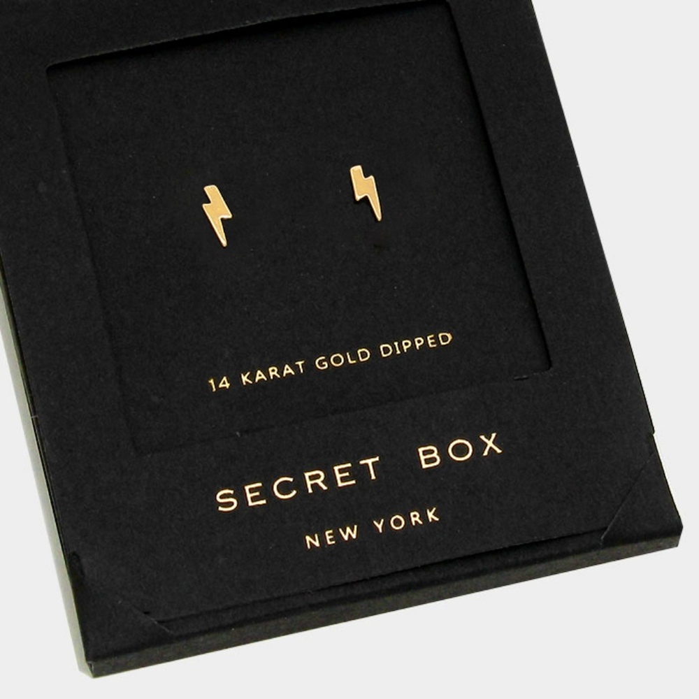 14k Gold Thunderbolt Earrings - Gem